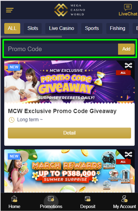 How to Claim Promo Code? - Mega Casino World